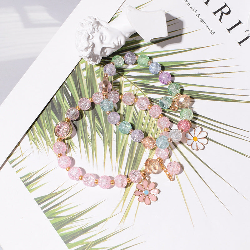 [1 PIECE] Glass Bead Daisy Charm Bracelet – Allie Reese Cute Things